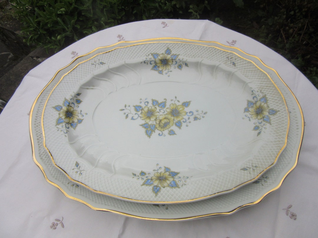 Sale : 2 Hollohaza Hungary Oval Platters, Chargers, Beautiful Floral ...