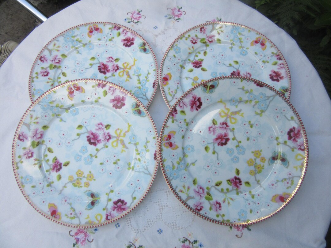 Pip Studio 4 Side Plates 21 Cm. Diam. Chinese Rose Pink, Quite Rare ...