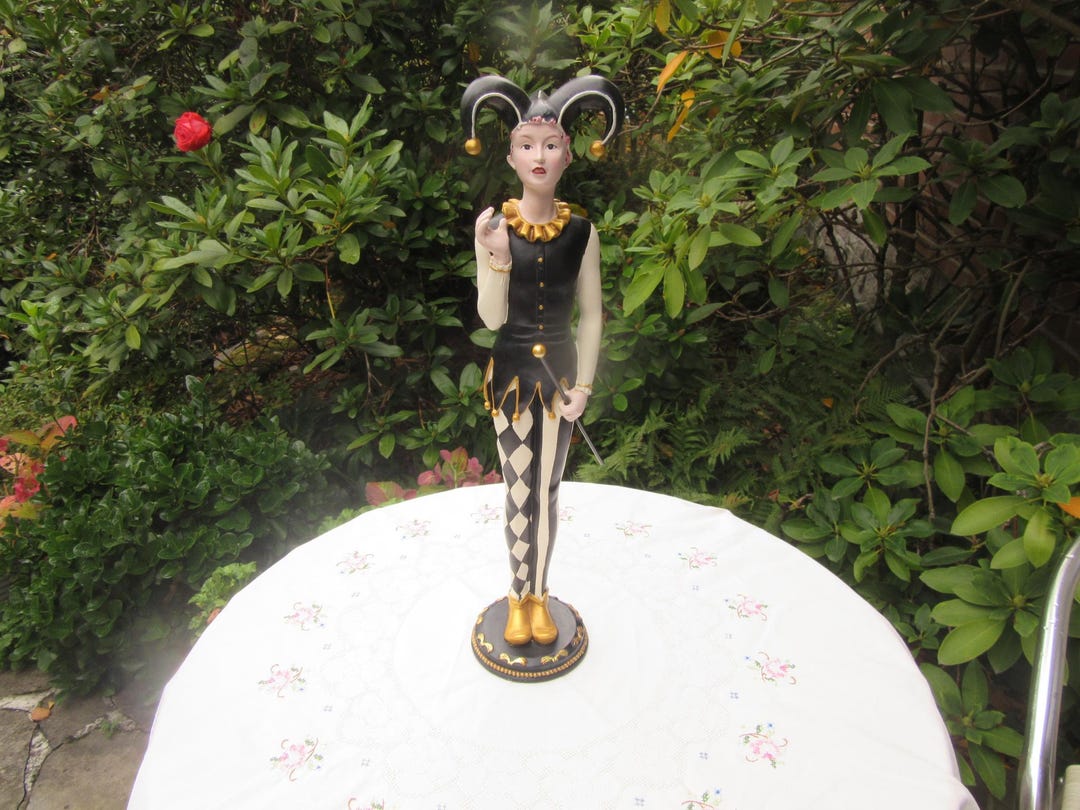 Harlequin Figurine / Statue Black Gold Tall and Heavy, Rare, Vintage - Etsy