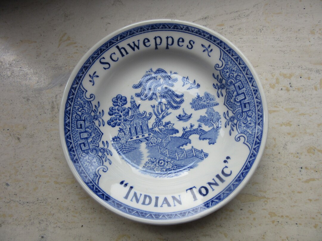 Sale: SCHWEPPES INDIAN TONIC Blue Willow Pattern, Small Bowl, Pin Dish ...