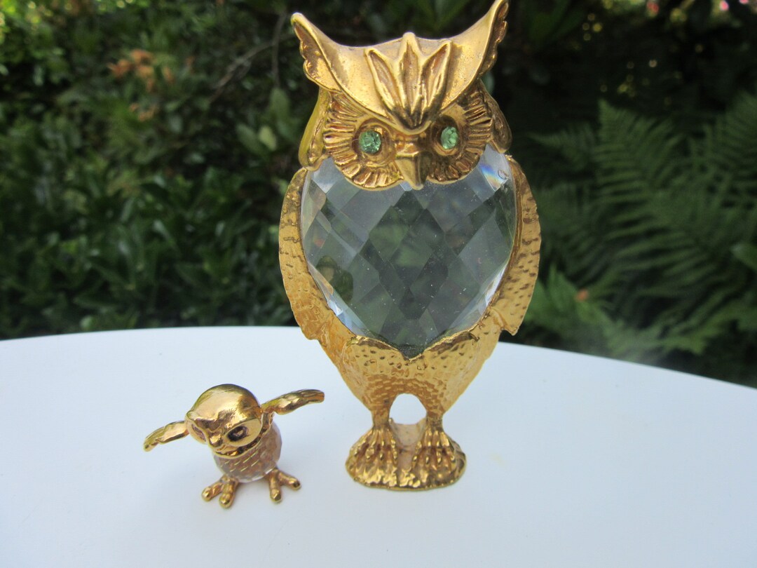 Vintage Owl Figurines Paperweights Cute Decoration Mummy & Baby Owls ...