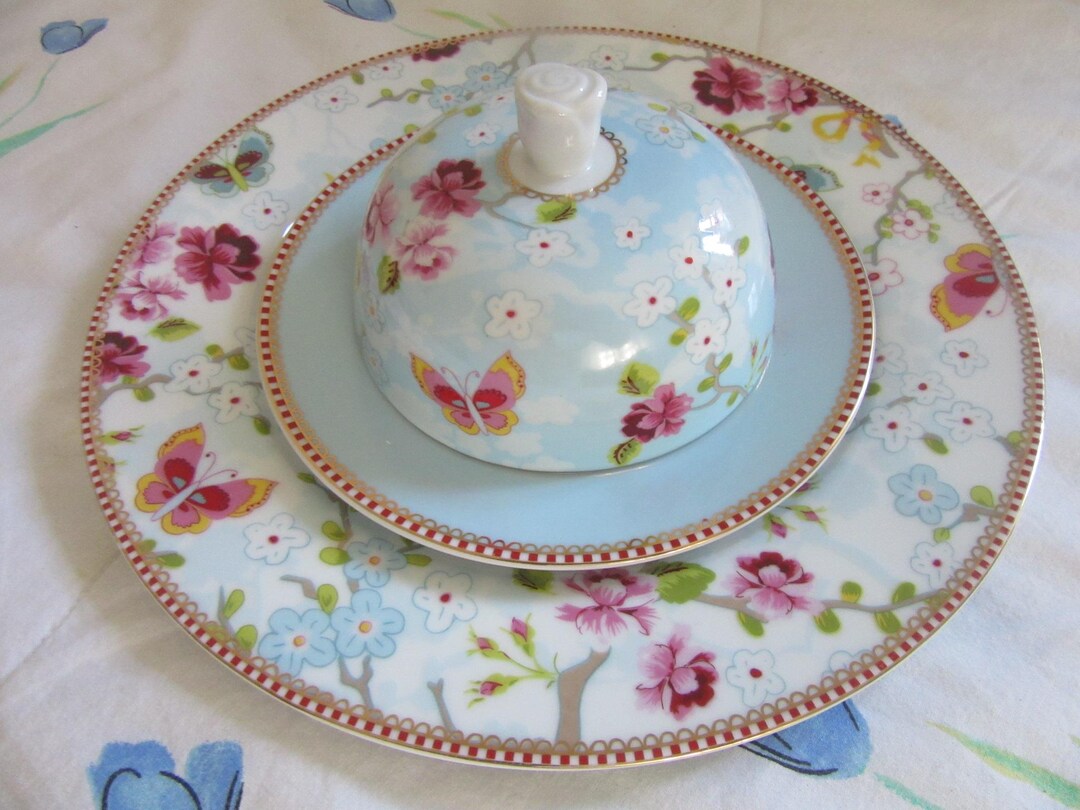 Pip Studio Lidded Butter Dish Chinese Rose Blue and Large Dinner Plate ...