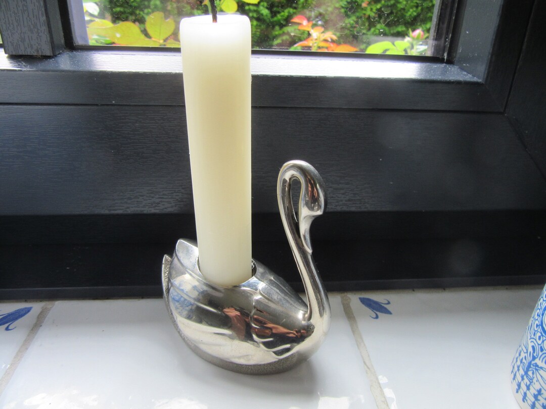 Swan Candle Holder Silver Plated, Swan Shaped, Similar to SILEA ...
