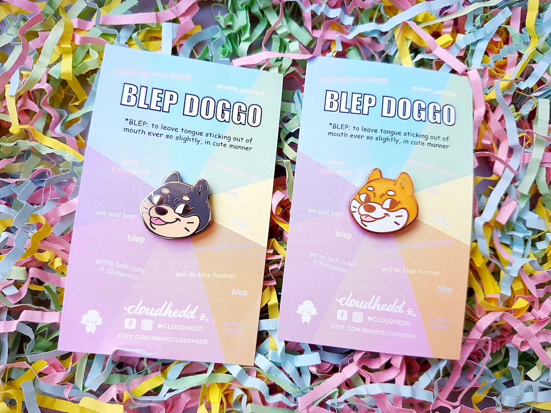 Blep Doggo Hard Enamel Pin by Cloudhedd Rose Gold or Black - Etsy Singapore
