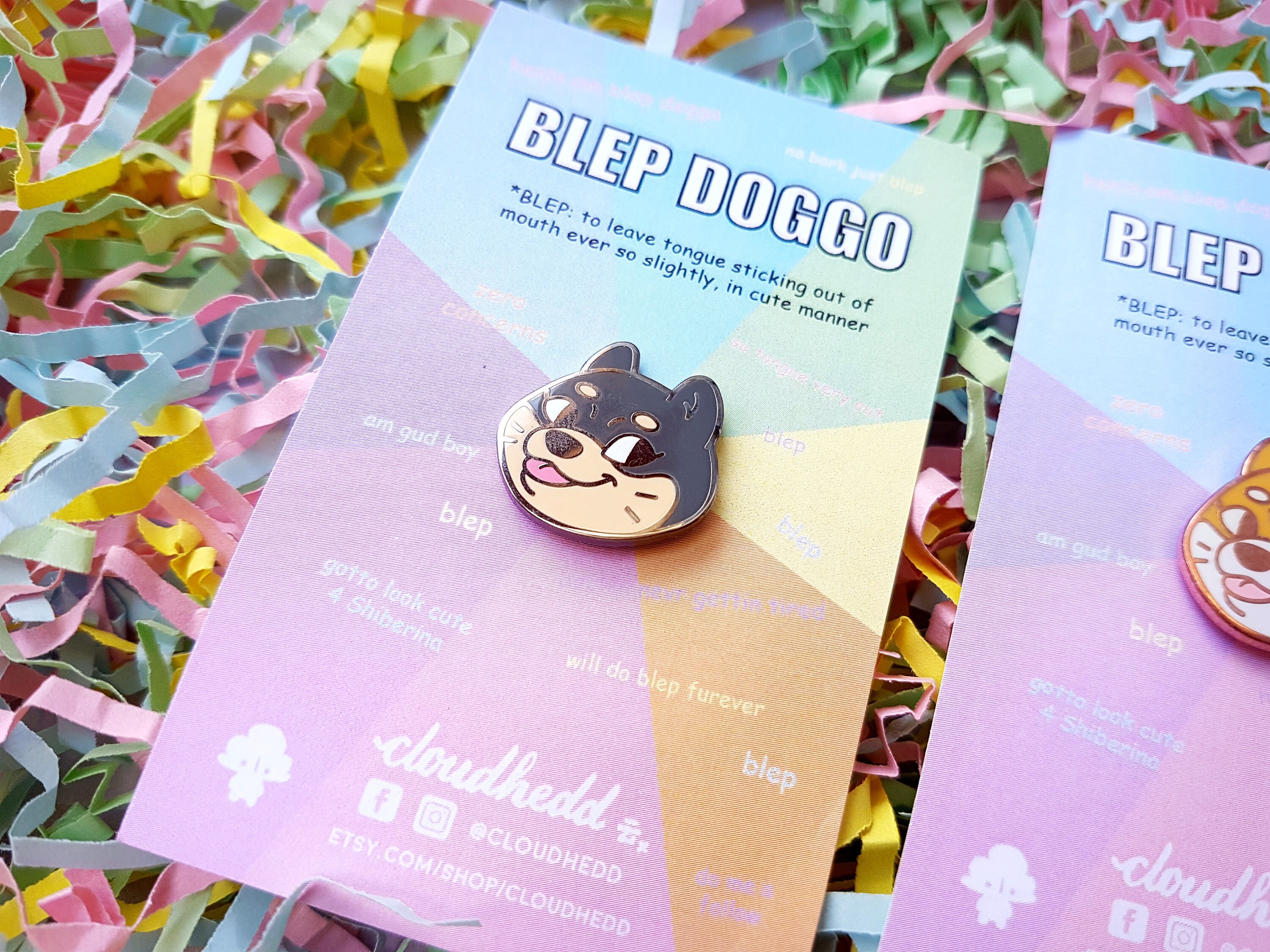 Blep Doggo Hard Enamel pin by Cloudhedd Rose Gold or Black | Etsy