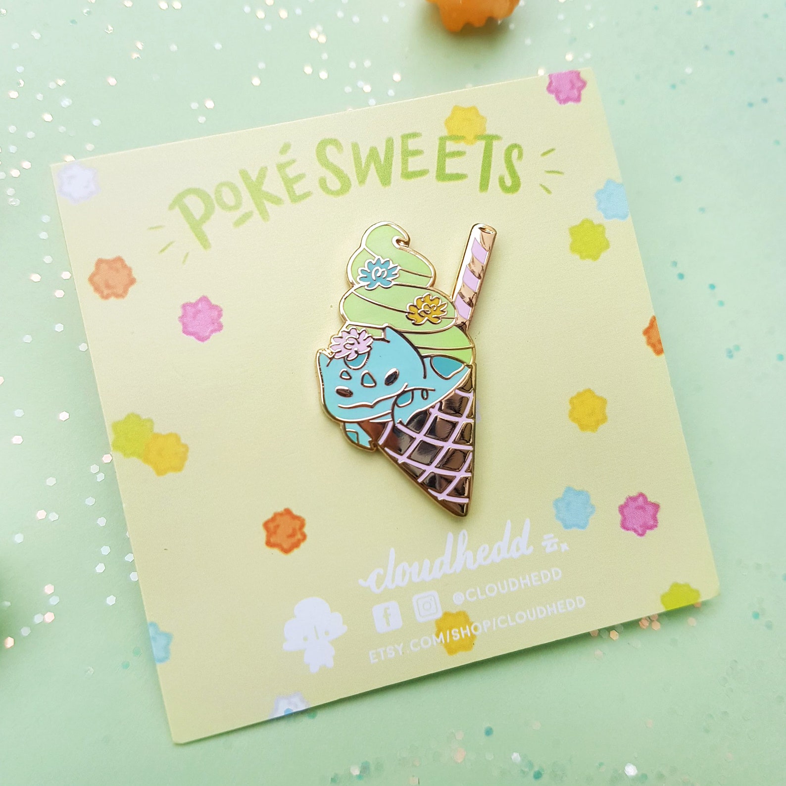 Pokésweets Bulbasaur Matcha Soft Serve Ice Cream Hard | Etsy