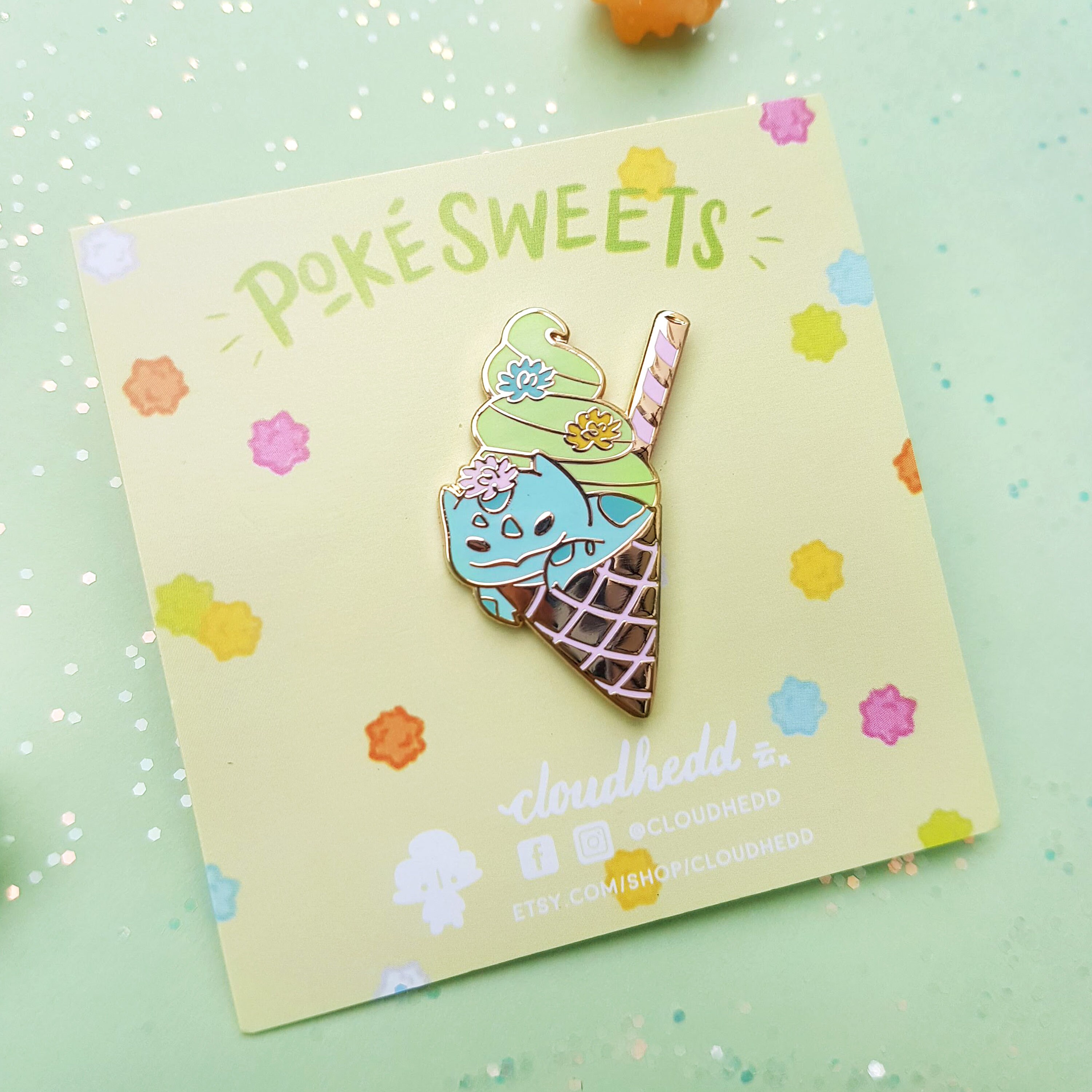 Pokésweets Bulbasaur Matcha Soft Serve Ice Cream Hard | Etsy