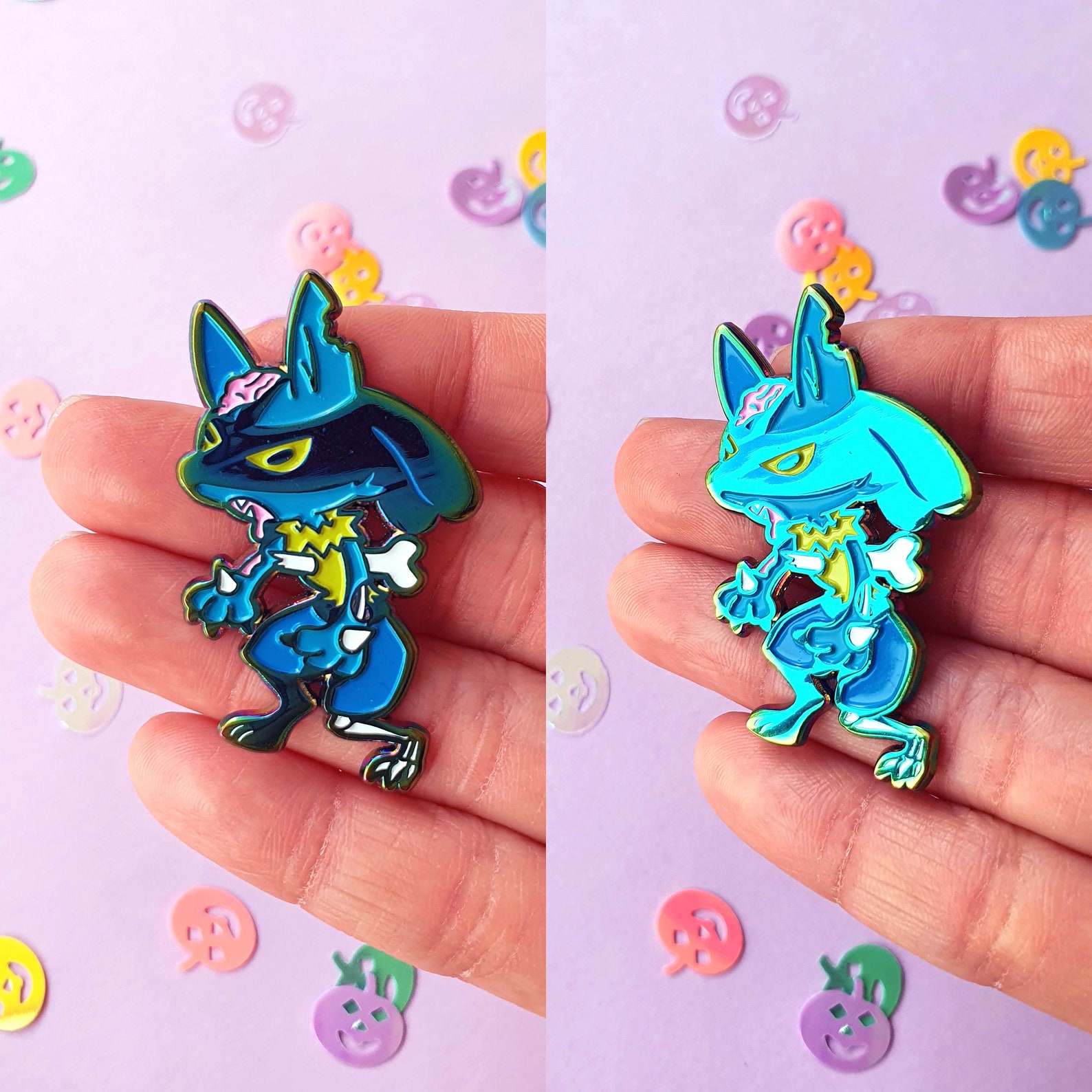 Trick or Treat: Zombie Lucario Soft Rainbow Enamel Pin by - Etsy