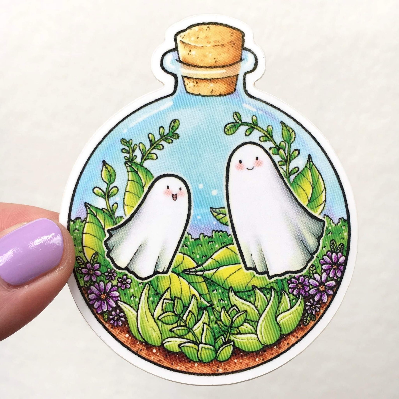 Cute Ghost Terrarium Vinyl Sticker - Etsy