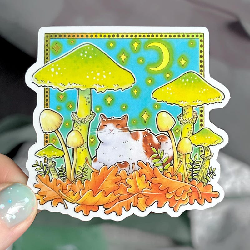 Cat Stickers Mushroom - Etsy UK