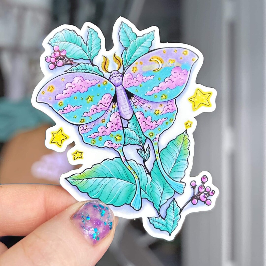 Cute Twilight Sky Moth Vinyl Sticker - Etsy