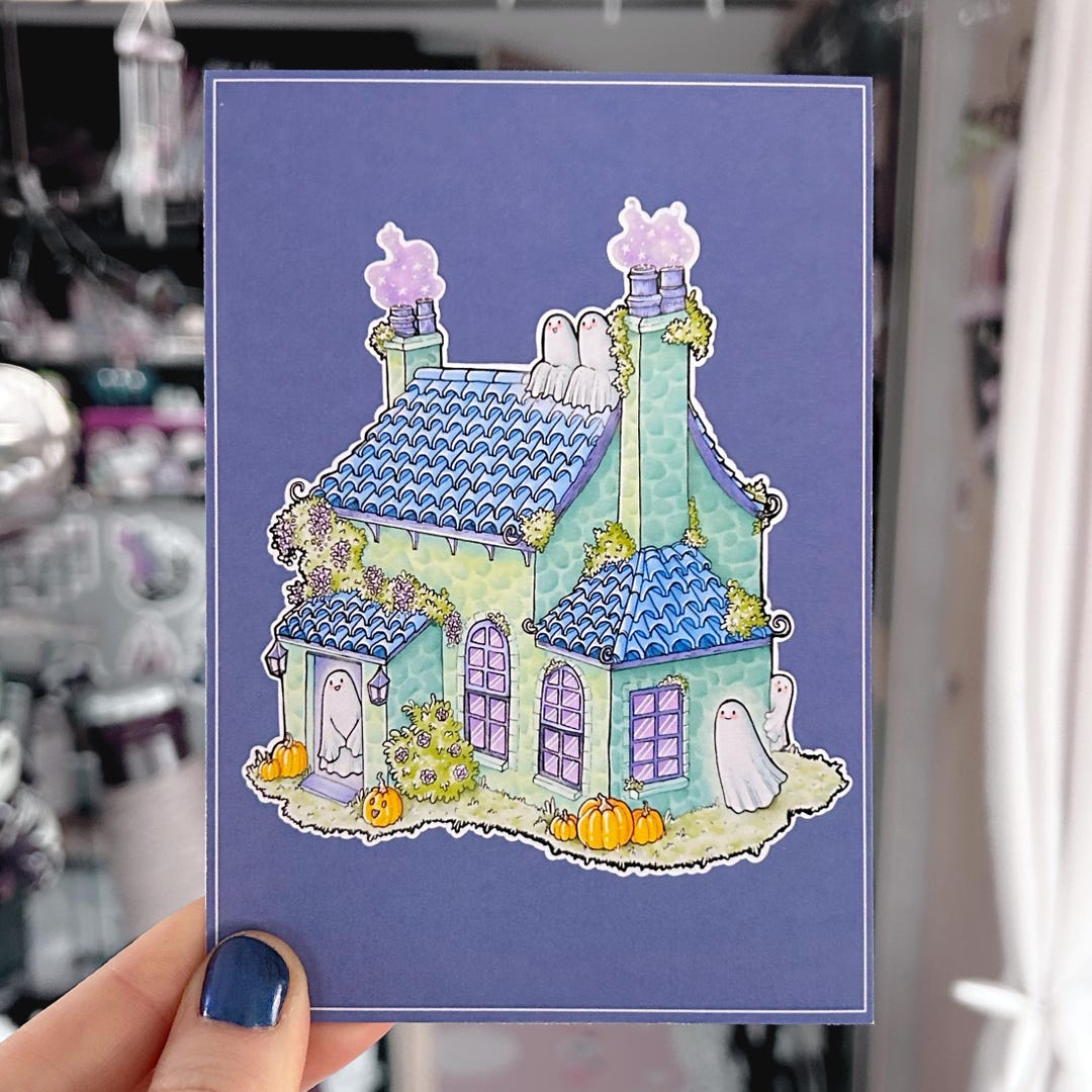 Cute Haunted House Doodle Print - Etsy