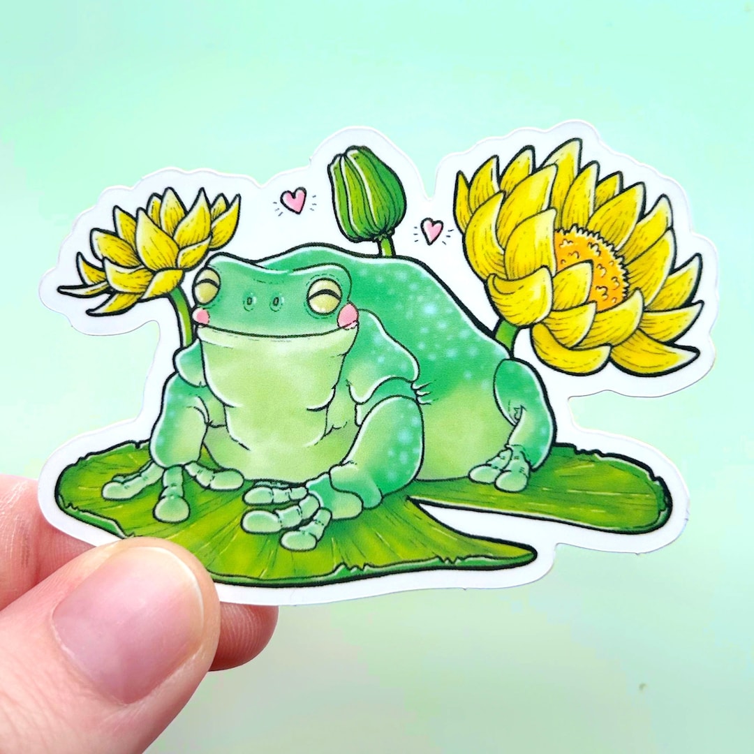 Cute Lily Pad Frog Vinyl Sticker - Etsy