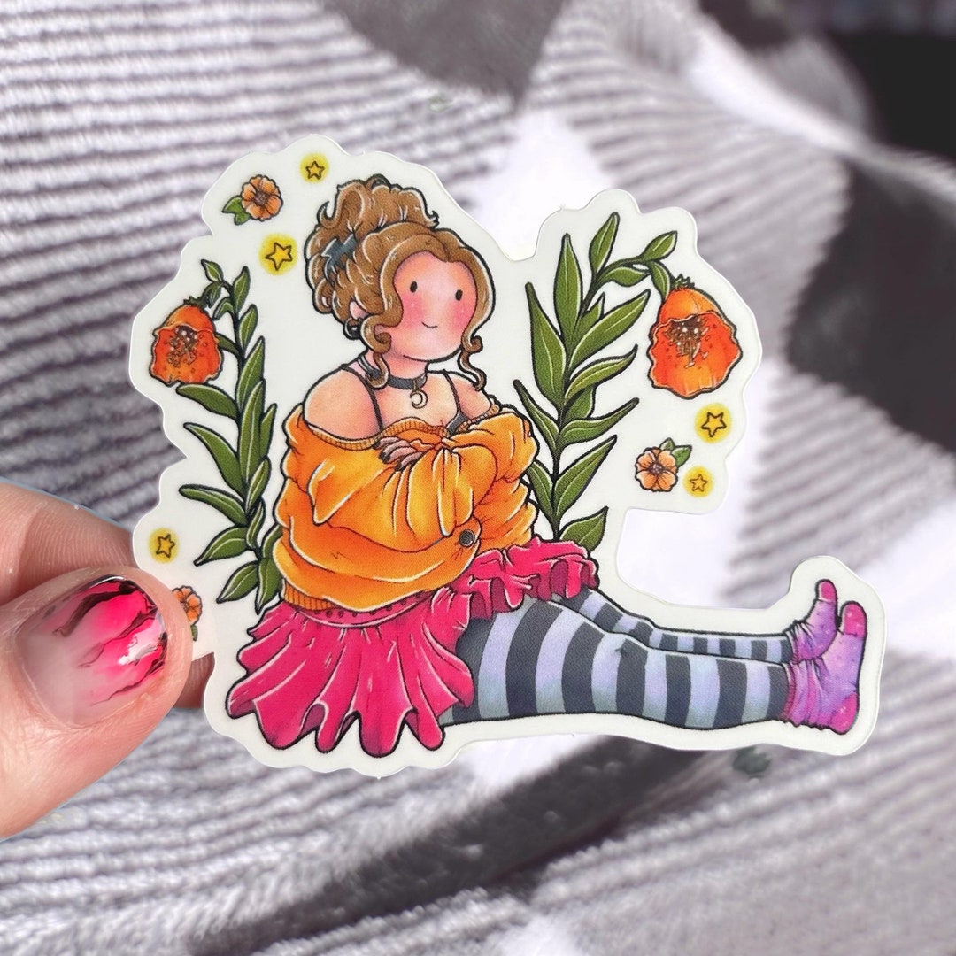 Cute Flower Girl Vinyl Sticker - Etsy