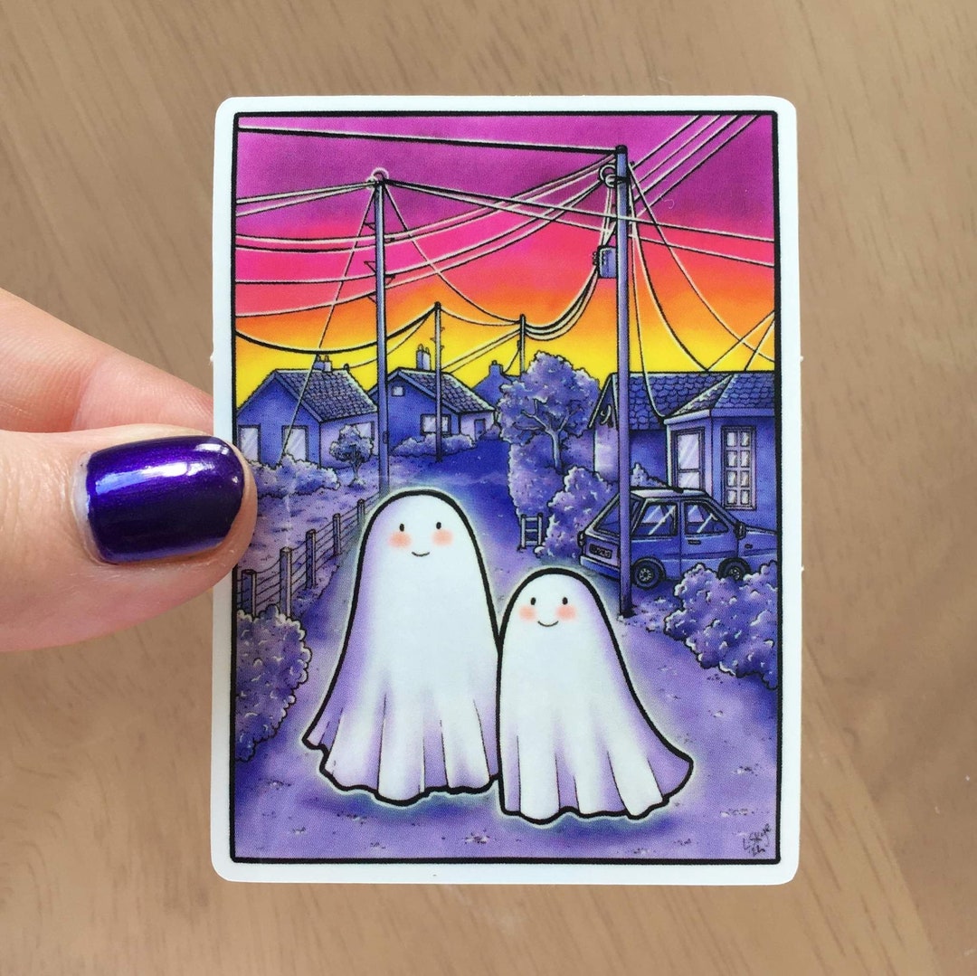 Cute Sunset Ghosts Vinyl Sticker - Etsy UK