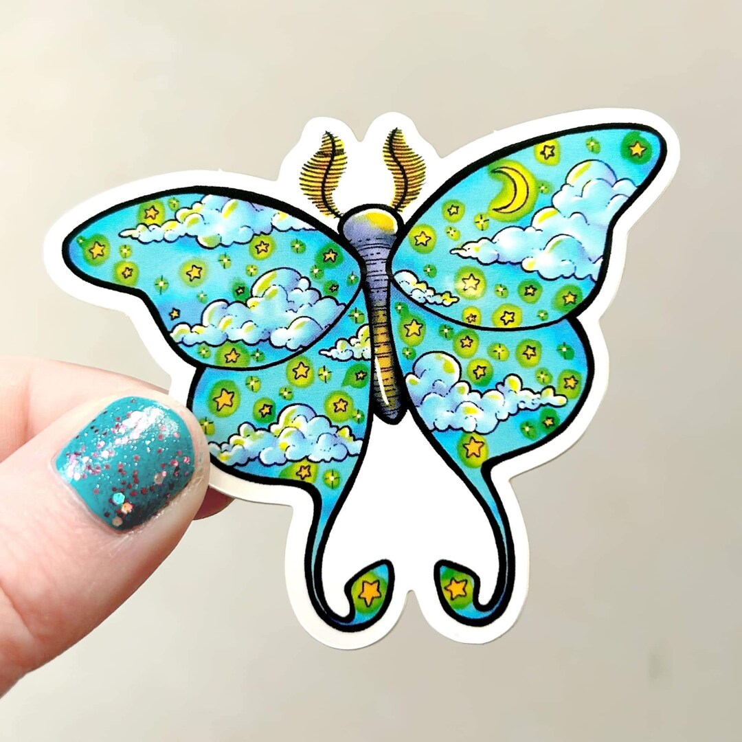 Cute Night Sky Moth Vinyl Sticker - Etsy