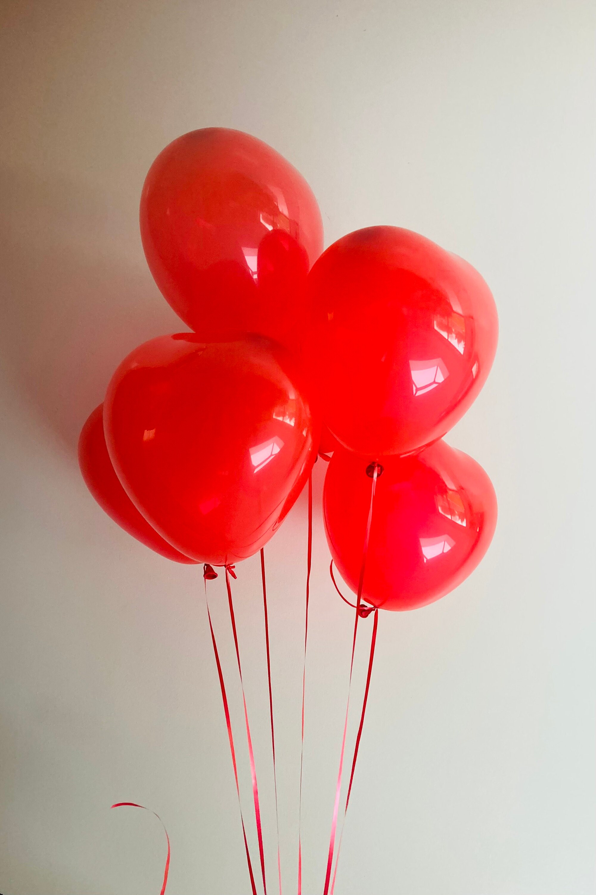6 X12 Red Heart Balloons With String Valentine Love Wedding Party ...