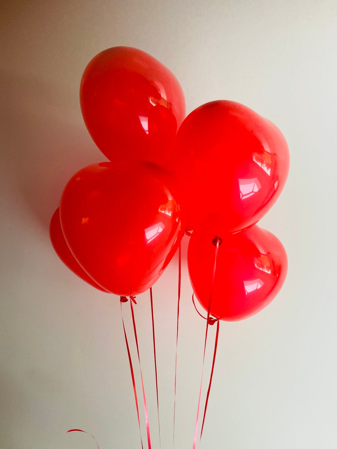 6 X12" Red Heart Balloons With String Valentine Love Wedding Party ...