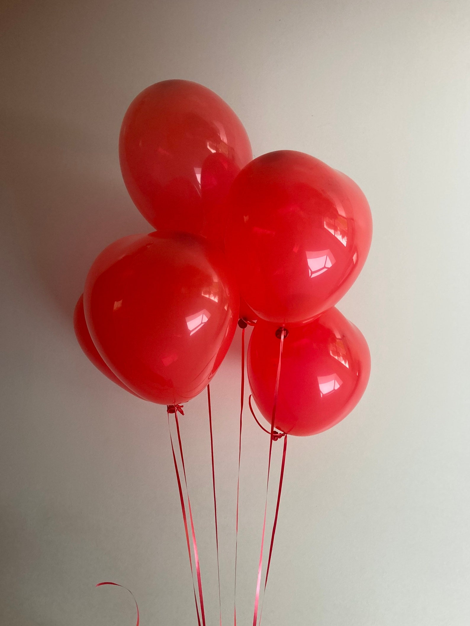 6 X12 Red Heart Balloons With String Valentine Love Wedding Party ...