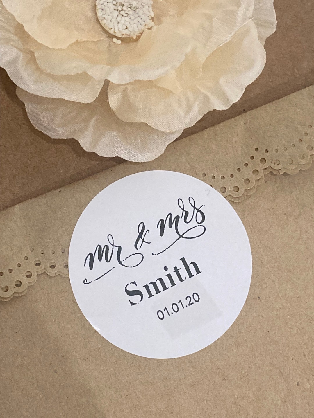 Mr and Mrs Personalised 2 Inch White Round Sticker Wedding - Etsy