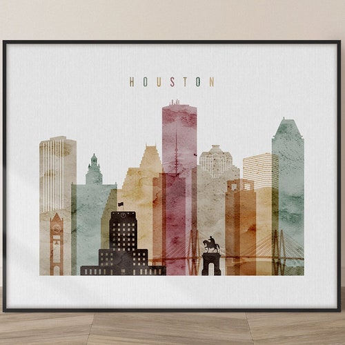 Houston Wall Sign City Skyline Wall Decor Texas Wall Art - Etsy