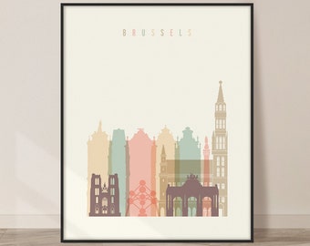 Brussels Vintage Map Poster Wall Art City Artwork Print - Etsy