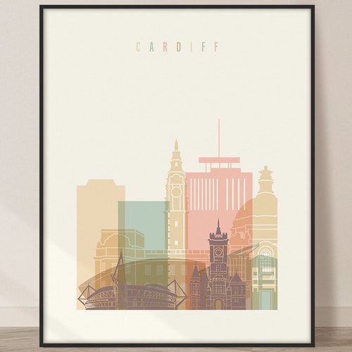 Cardiff Skyline Cardiff Wales Cityscape Art Print Poster - Etsy