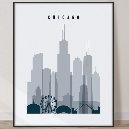 Chicago Print Chicago Poster Wall Art Chicago City Poster - Etsy