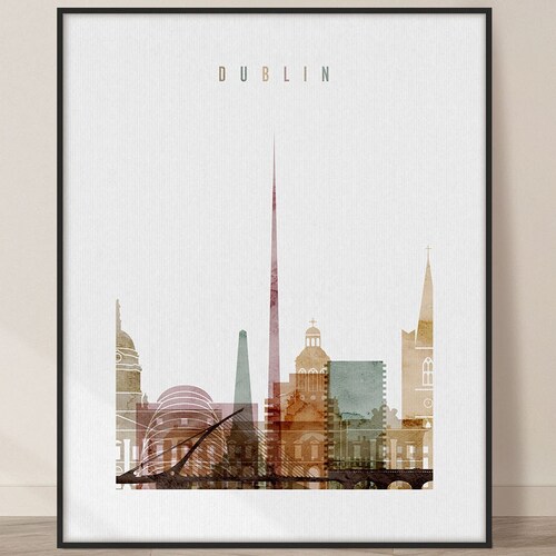 Dublin Skyline Dublin Ireland Cityscape Art Print Poster - Etsy