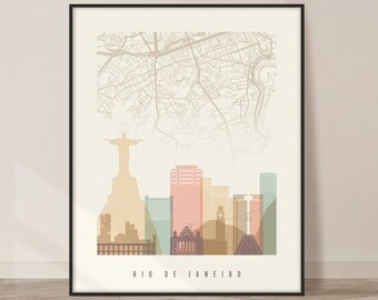 Rio De Janeiro Map Print Minimalistic Wall Art Poster City - Etsy