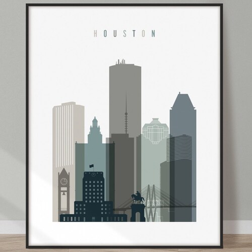 Houston Print Texas Art USA Poster Travel Poster - Etsy