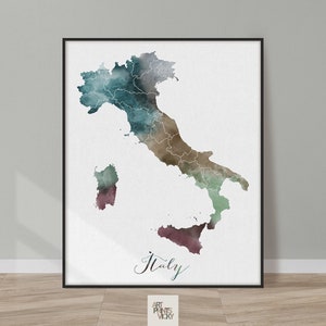 Italy Map Poster Print Personalised Gifts Wall Art Decor for Home and ...