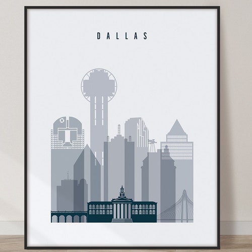 Dallas Skyline Print Dallas Texas Poster Dallas Vertical - Etsy