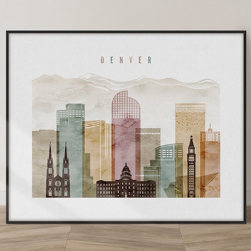 Denver Skyline Wall Art Denver City Art Print Denver - Etsy