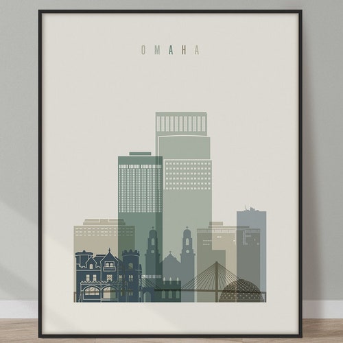 Omaha Art Print Omaha Nebraska Skyline Poster Digital - Etsy
