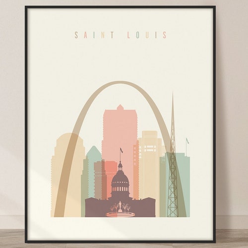 St Louis Skyline Print Art Deco Poster St Louis Cityscape - Etsy