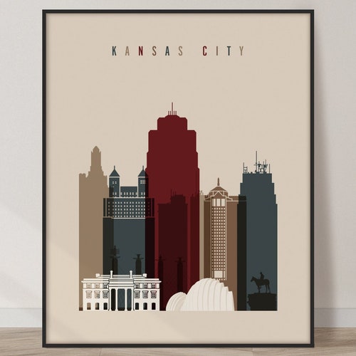 Kansas City Print Poster Wall Art Kansas Cityscape Kansas - Etsy