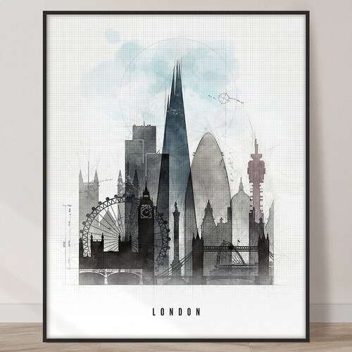 London Skyline Poster Fine Art Print Glicee Poster Decor - Etsy