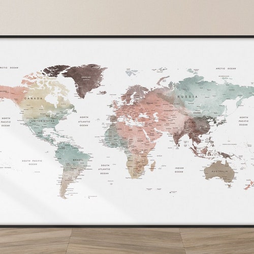 Accurate World Map Poster Large Wall Travel Map Print - Etsy