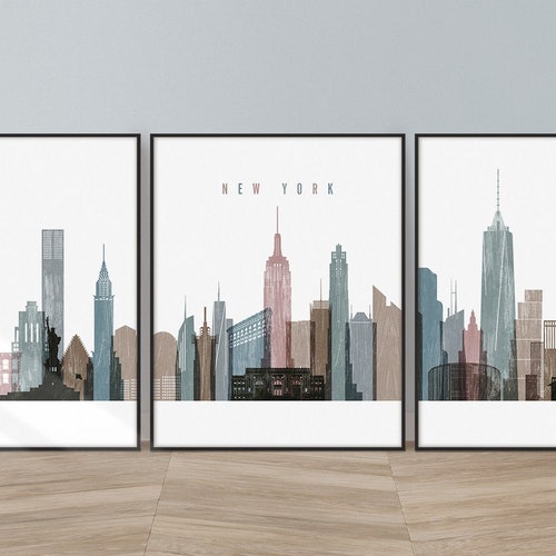 New York Set of 3 Prints New York 3 Pieces Wall Art Triptych - Etsy