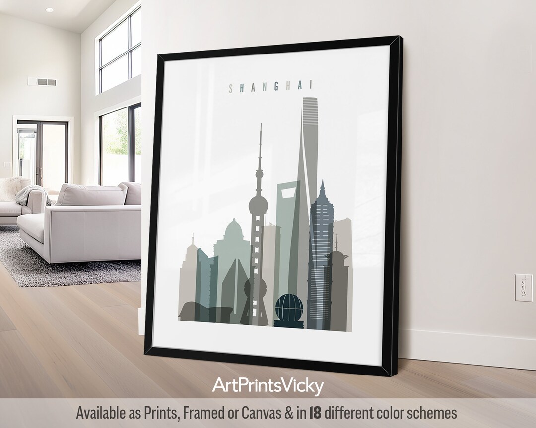 Shanghai Print, Poster Wall Art, China Cityscape, Travel Poster, City ...