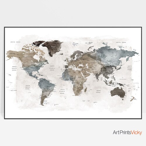 Large Office Wall Map Personalized World Map Executive Wall | Etsy