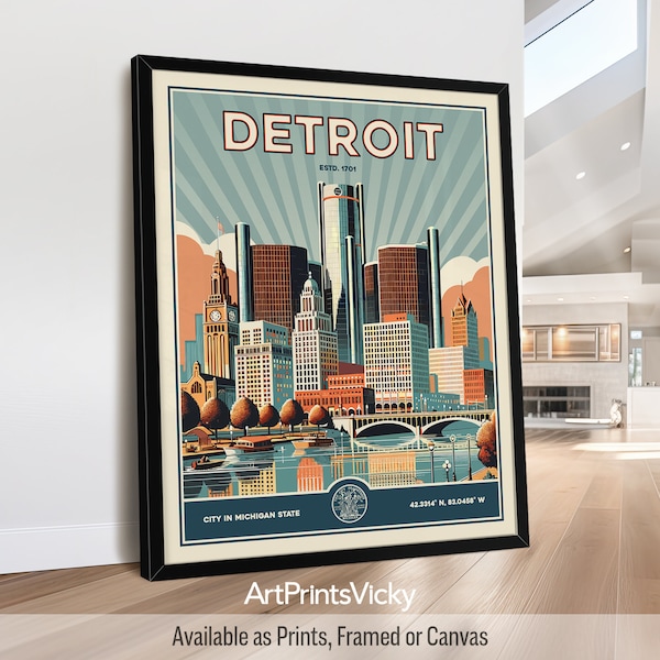 Detroit Poster - Etsy