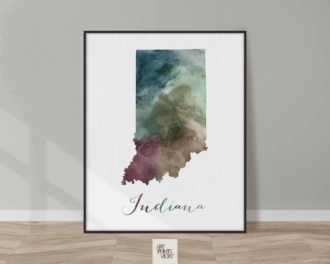 Indiana Map Indiana State Map Print Indiana Map Poster - Etsy