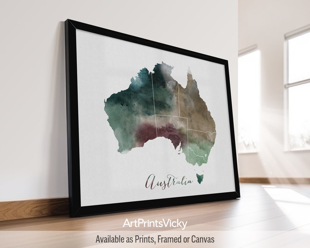 Australia Map Poster Print Personalised Gifts Wall Art Decor for Home and Office Artprintsvicky ...
