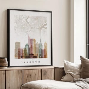 Philadelphia City Map Poster City Map & Skyline Print Artprintsvicky - Etsy