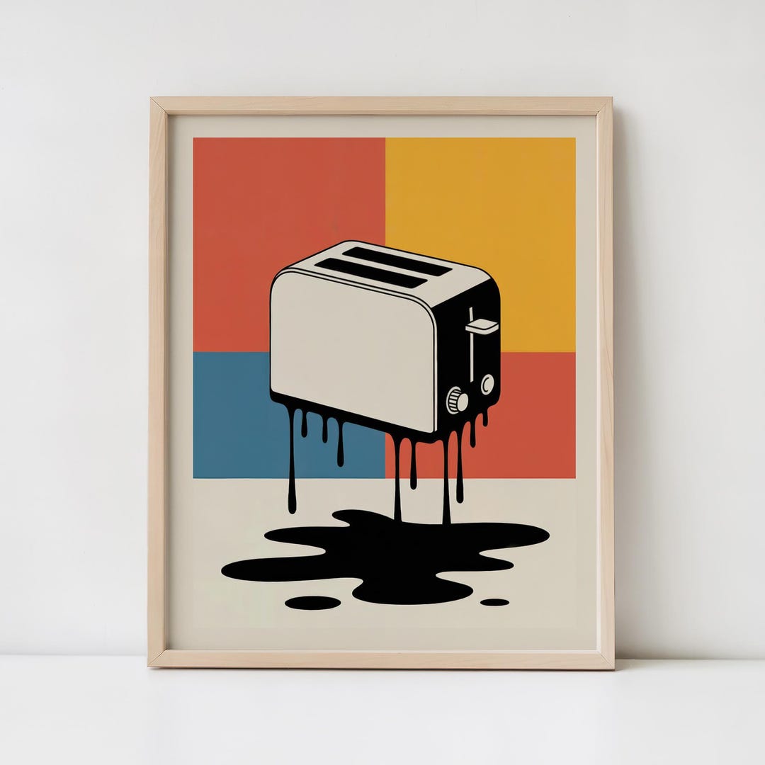 Retro Toaster Pop Art Print, Poster, Mid Century Modern Kitchen Decor ...