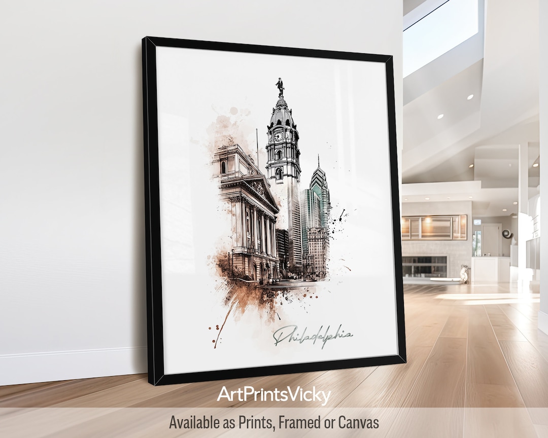 Philadelphia Poster Drawing Philadelphia Wall Art Philadelphia Art ...