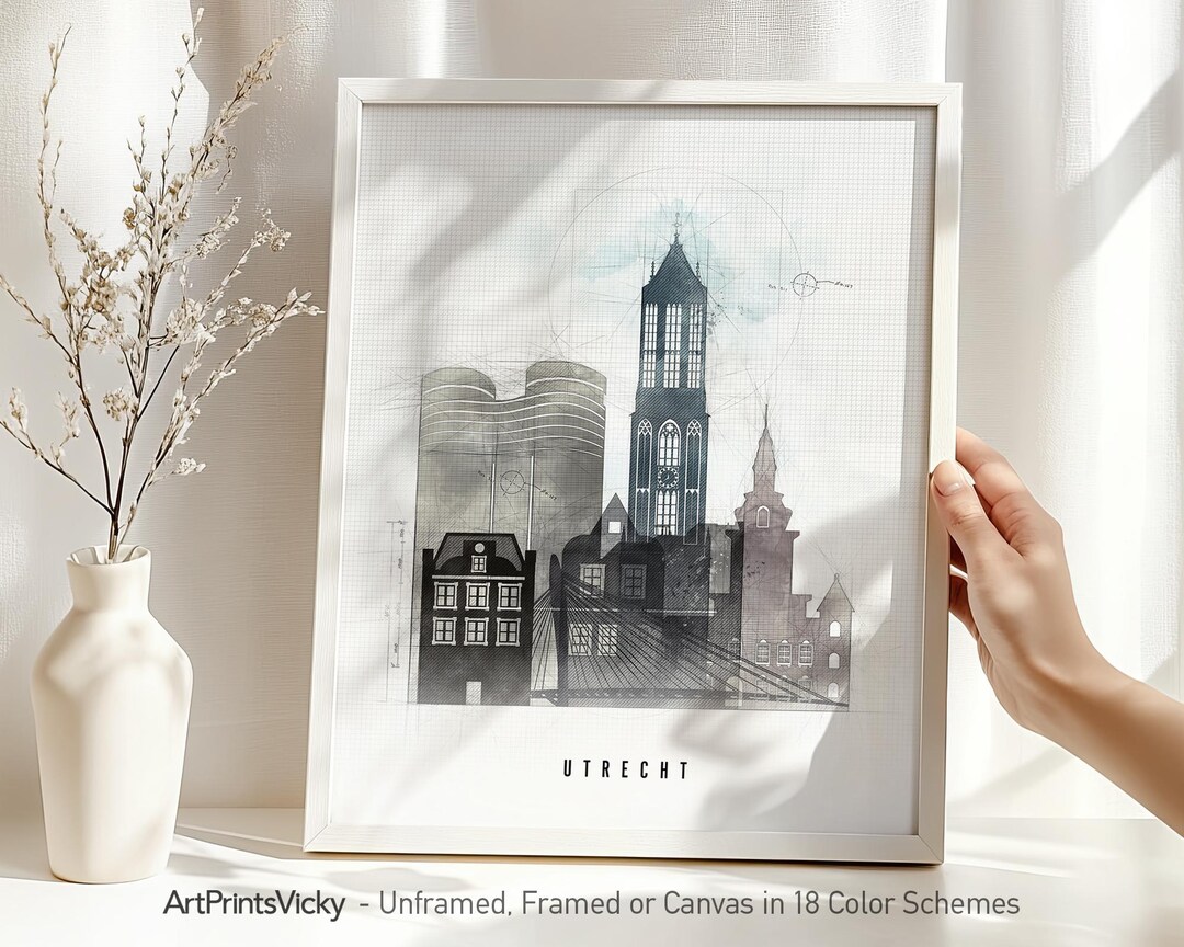 Utrecht architectural print, Netherlands Travel poster, City print ...