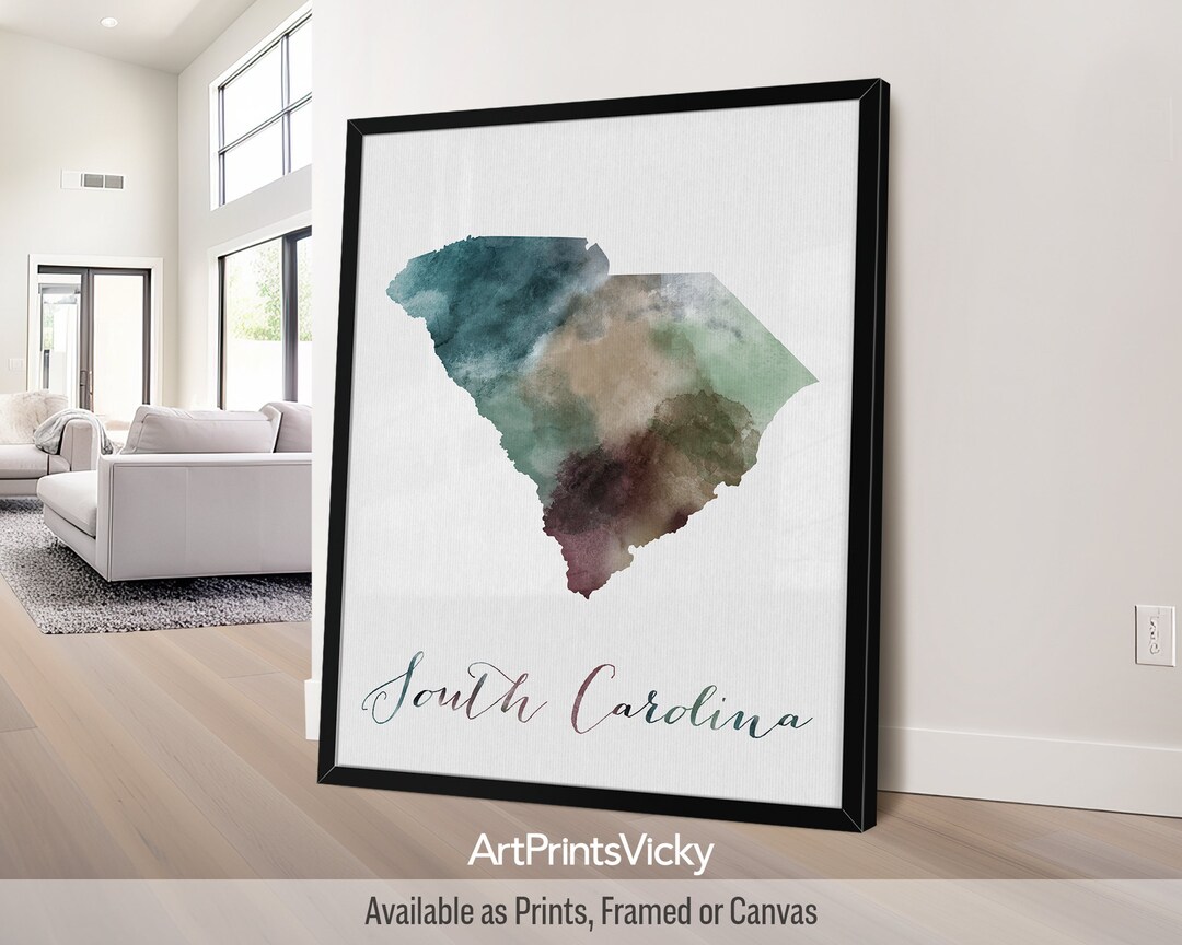 South Carolina Map Poster Print Personalised Gifts Wall Art Decor for ...